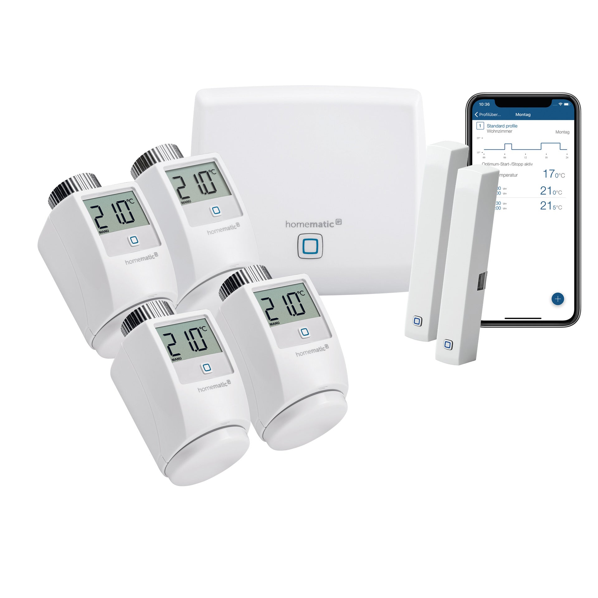 Homematic IP Set Raumklima mit Access Point, 4x Heizkörperthermostat,